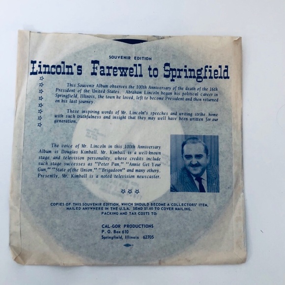 Wall Decor | Abraham Lincolns 45 Vintage Vinyl Record Lincolns Farewell ...
